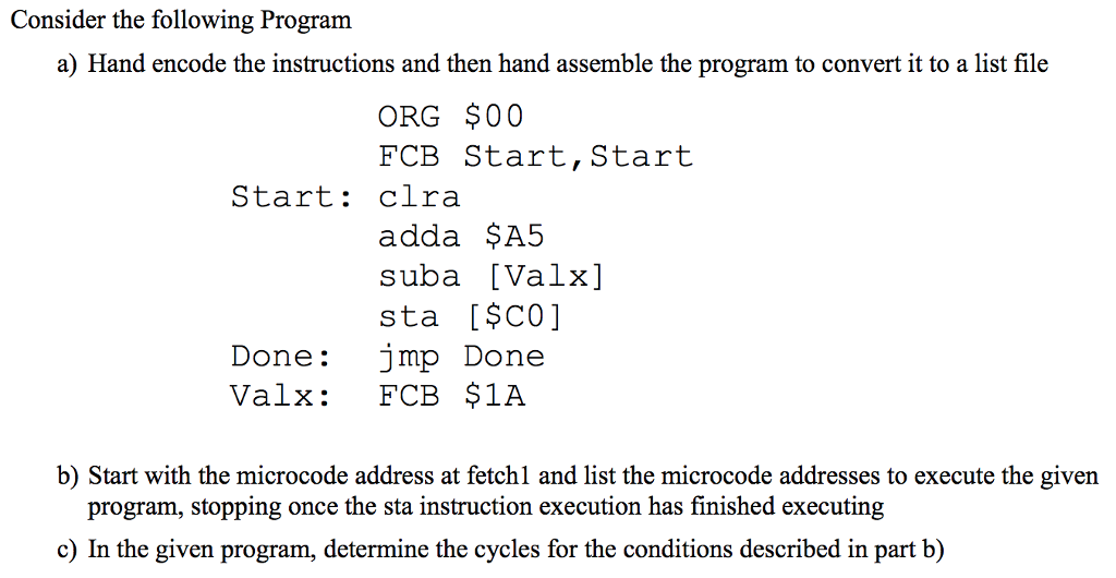 Consider the following Program a) Hand encode the | Chegg.com