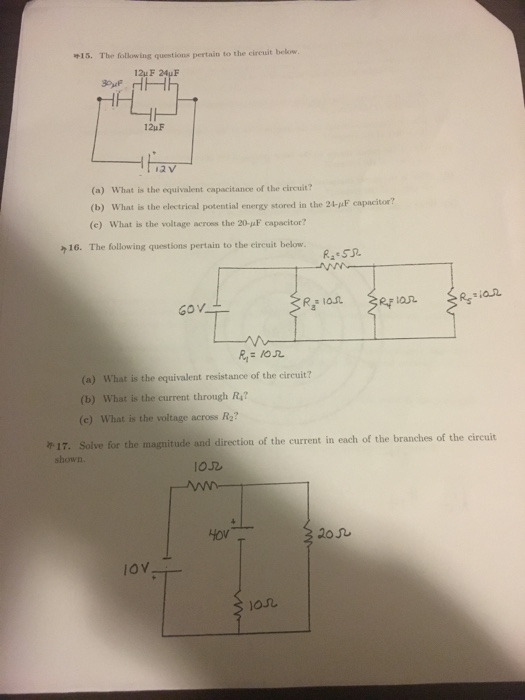 Solved The following questions pertains to the circuit | Chegg.com