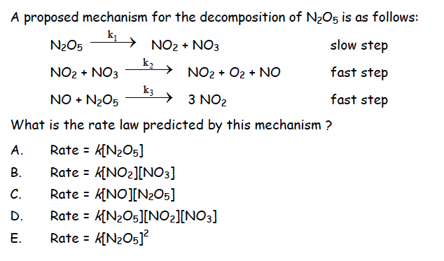 Solved A proposed mechanism for the decomposition of N2O5 is | Chegg.com
