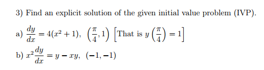 Solved Differential Equations Find an explicit | Chegg.com