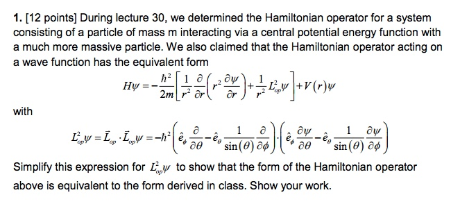 Solved 1. [12 points] During lecture 30, we determined the | Chegg.com