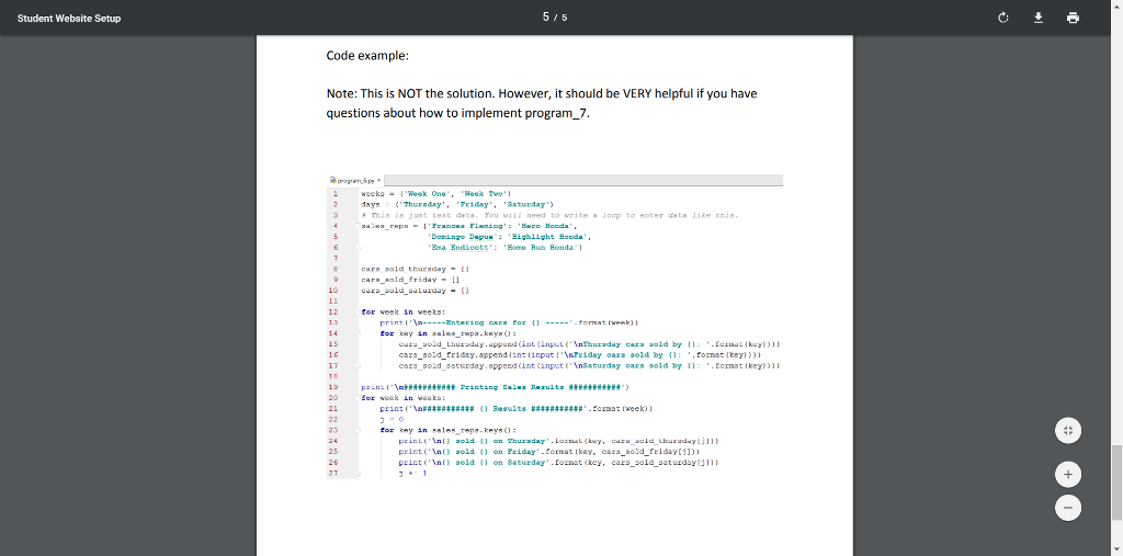 Solved Student Website Setup Code example Note: This is NOT | Chegg.com