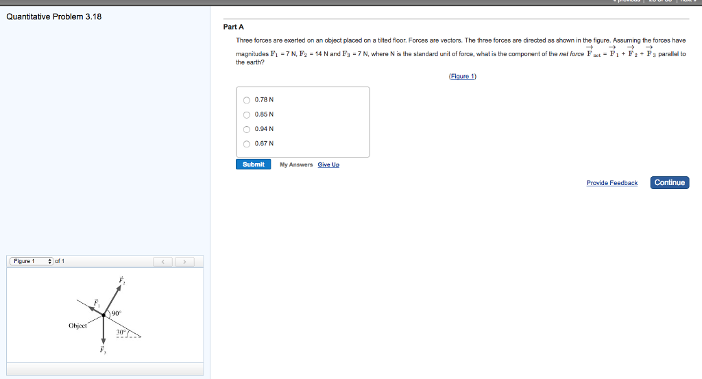 Solved Three forces are exerted on an object placed on a | Chegg.com