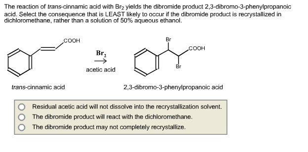 Solved The reaction of trans-cinnamic acid with Br2 yields | Chegg.com