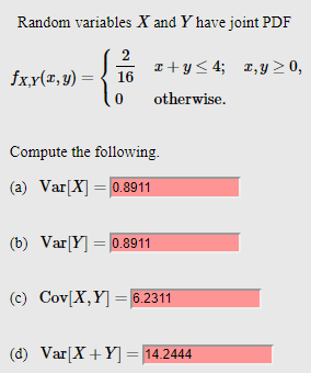 Solved Random variables X and Y have joint PDF 2 0 | Chegg.com