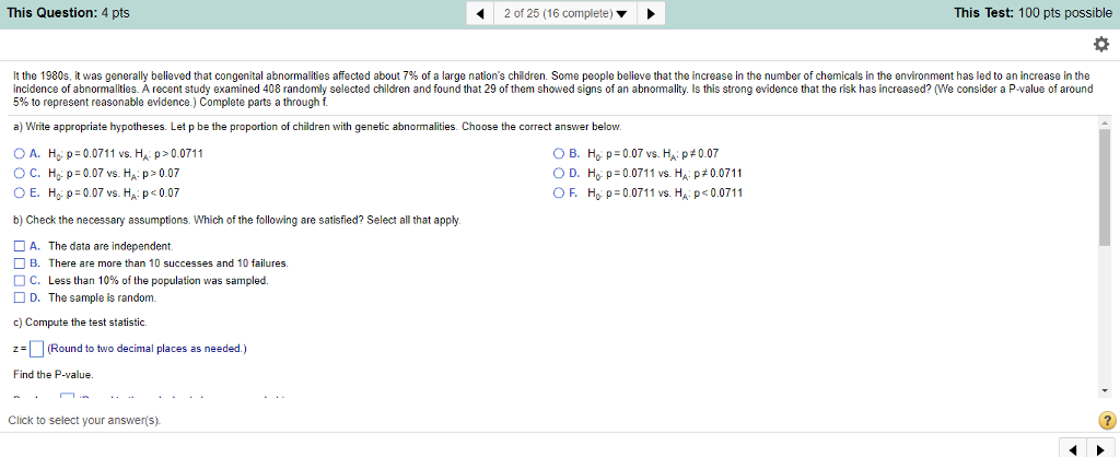 Solved This Question: 4 pts 2 of 25 (16 complete) This | Chegg.com