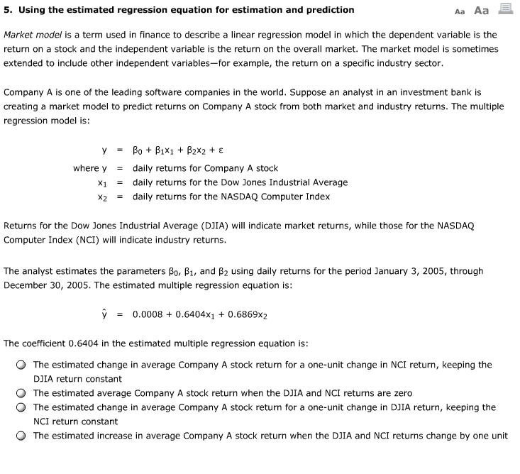 Solved 5. Using the estimated regression equation for | Chegg.com