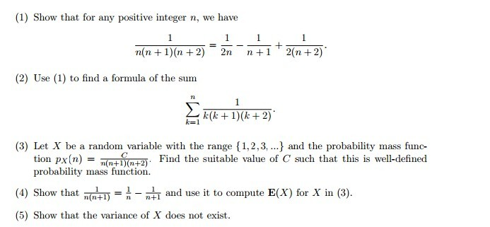 Show that for any positive integer n, we have 1/n(n | Chegg.com