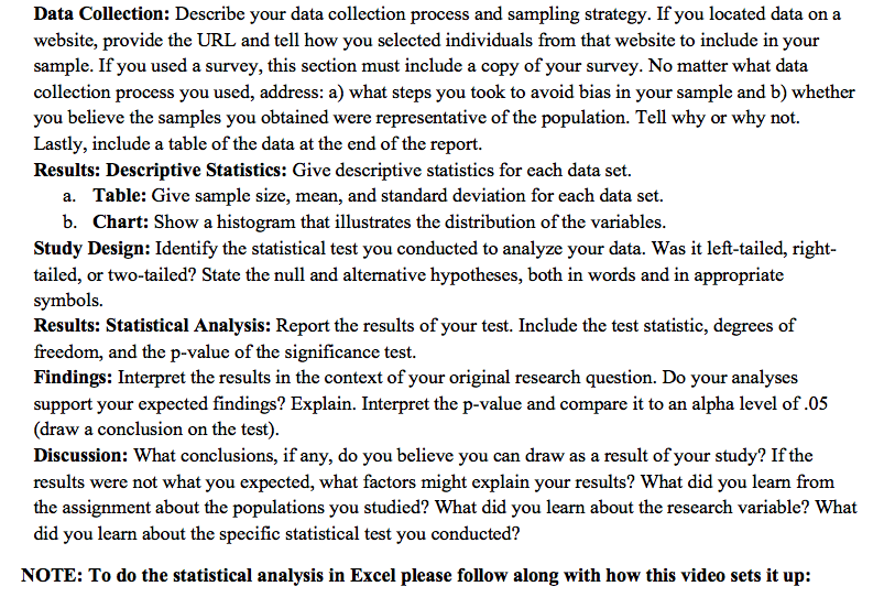 For this assignment, you will need to find data that | Chegg.com