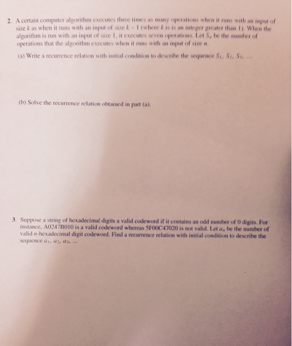 Solved 2 A Certain Computer Algorithm Executes Three Times