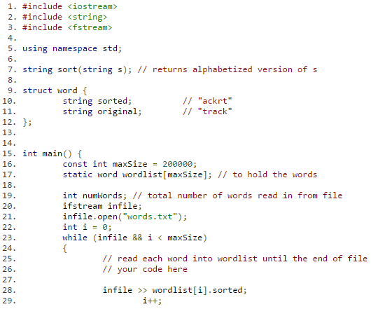Solved Unscramble program. The language I'm using is C++. I | Chegg.com