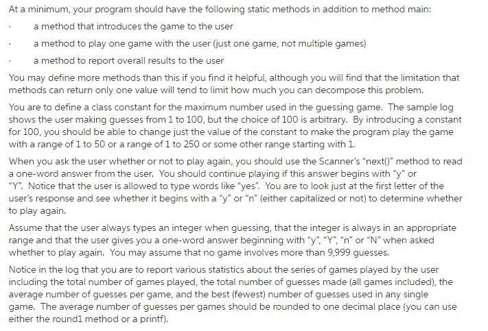 Solved At a minimum, your program should have the following | Chegg.com