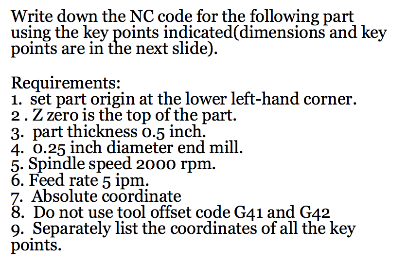 Solved Write down the NC code for the following part using | Chegg.com