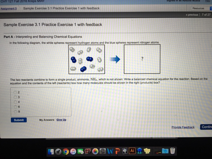 Solved Interpreting and Balancing Chemical Equations In the | Chegg.com
