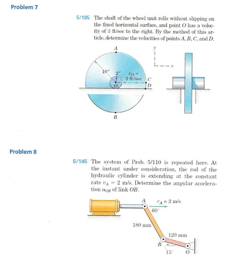 Solved Problem 7 5/105 The shaft of the wheel unit rolls | Chegg.com