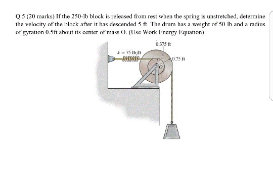 Solved If the 250-lb block is released from rest when the | Chegg.com