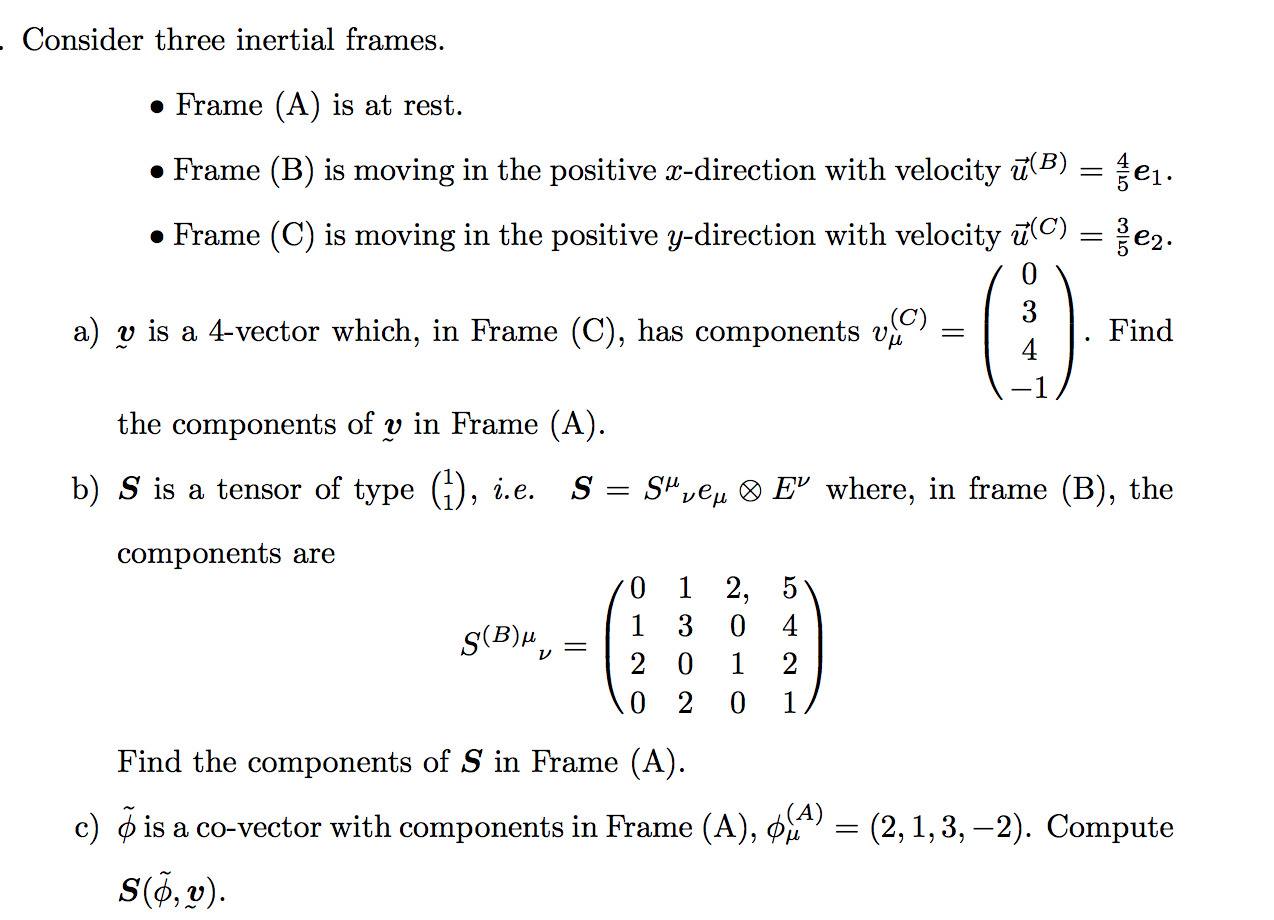 Solved Consider three inertial frames. middot Frame is at | Chegg.com