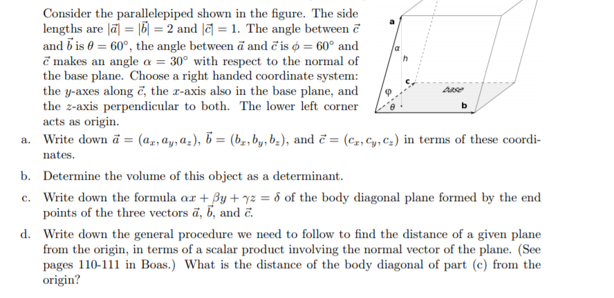 Consider the parallelepiped shown in the figure. The | Chegg.com