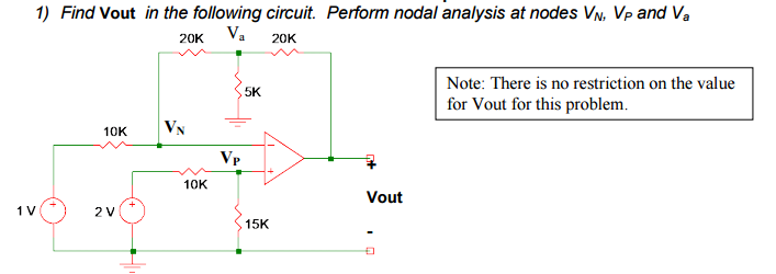 Solved 1) Find Vout in the following circuit. Perform nodal | Chegg.com