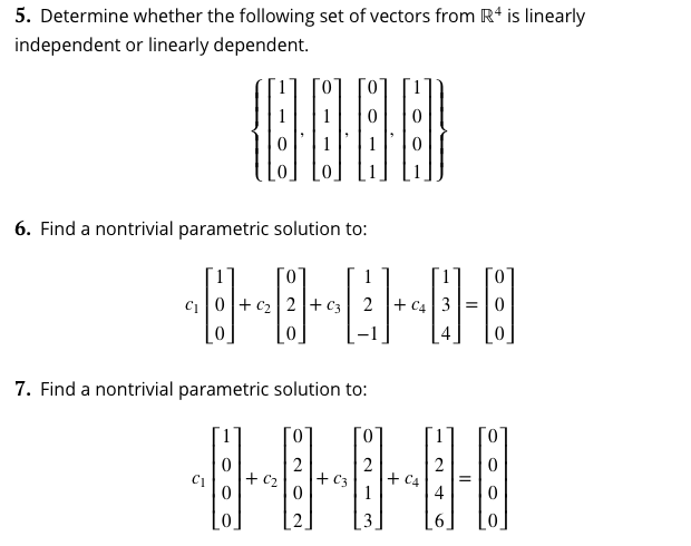 Solved Determine whether the following set of vectors from | Chegg.com