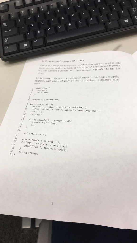 Solved Structs And Arrays Below Is A Short Code Segment 
