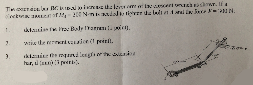 Solved The extension bar BC is used to increase the lever | Chegg.com