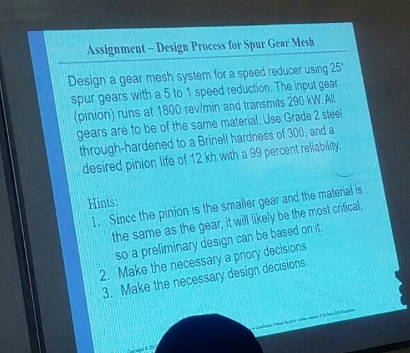 Solved Assignment - Design Process for Spur Gear Mesh Design | Chegg.com