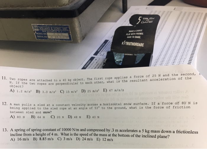 Solved Two ropes attached to a 40 kg object. The first rope | Chegg.com