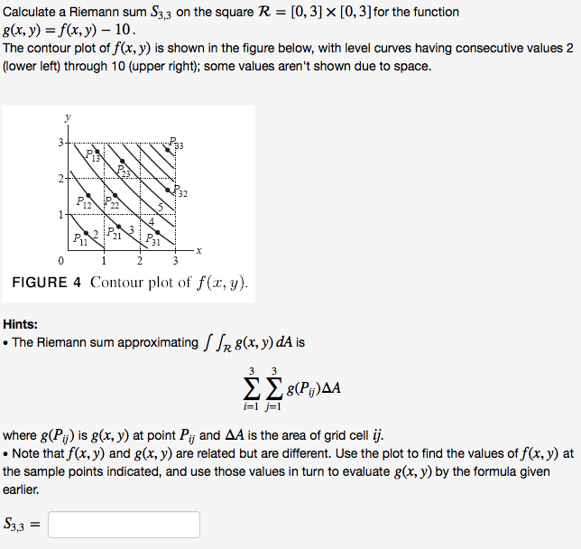 Solved Calculate a Riemann sum S3,3 on the square R = [0,3] | Chegg.com