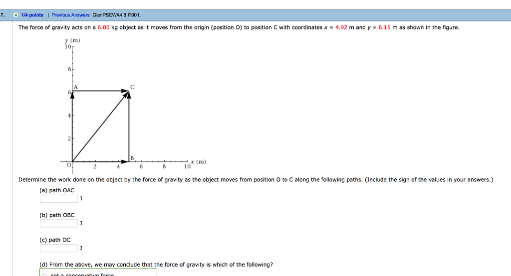 Solved The force of gravity acts on a 6.00 kg object as it | Chegg.com