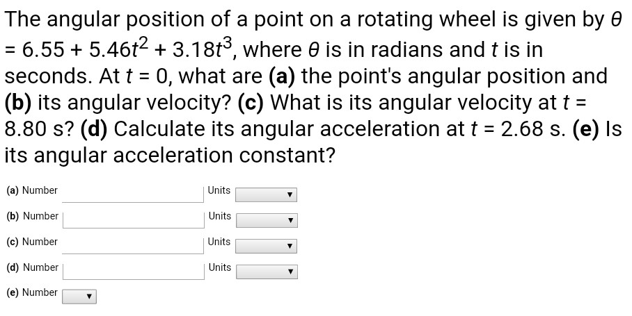 Solved The angular position of a point on a rotating wheel | Chegg.com