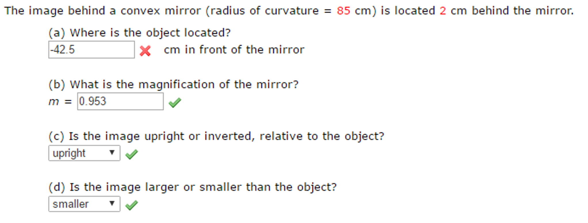 Solved The image behind a convex mirror (radius of curvature | Chegg.com