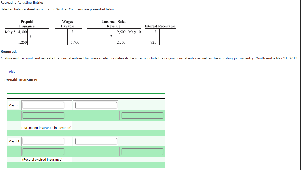 Solved Recreating Adjusting Entries Selected balance sheet | Chegg.com