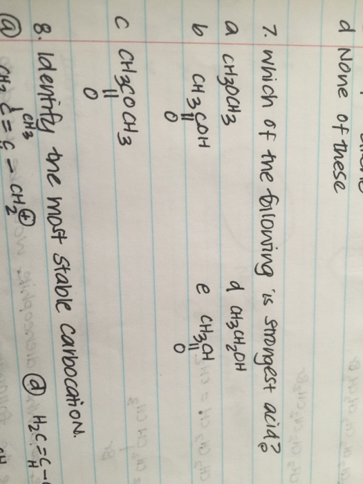 Solved Which of the following is stringest acid? CH_3OCH_3 | Chegg.com