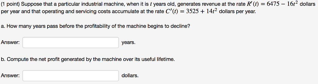 Solved Suppose that a particular industrial machine, when it | Chegg.com