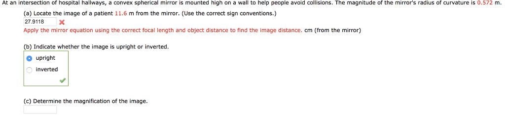 Solved At an intersection of hospital hallways, a convex | Chegg.com
