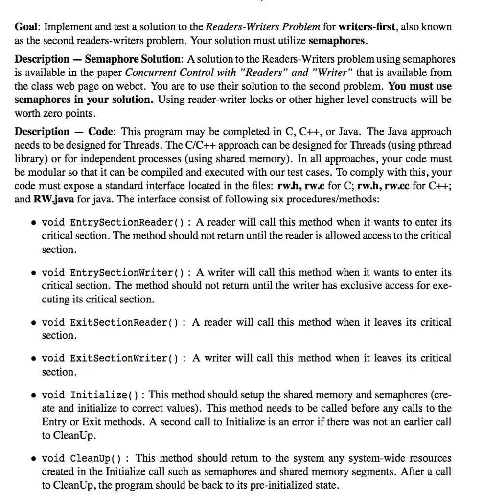 Goal: Implement and test a solution to the | Chegg.com