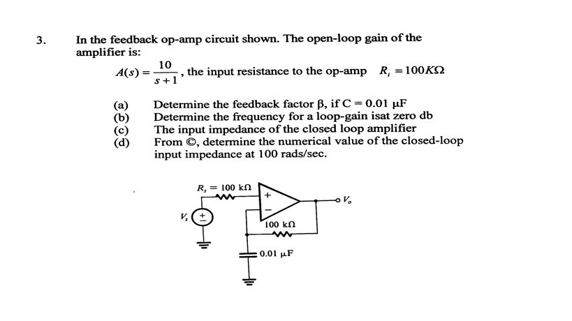Solved In the feedback op-amp circuit shown. The open-loop | Chegg.com