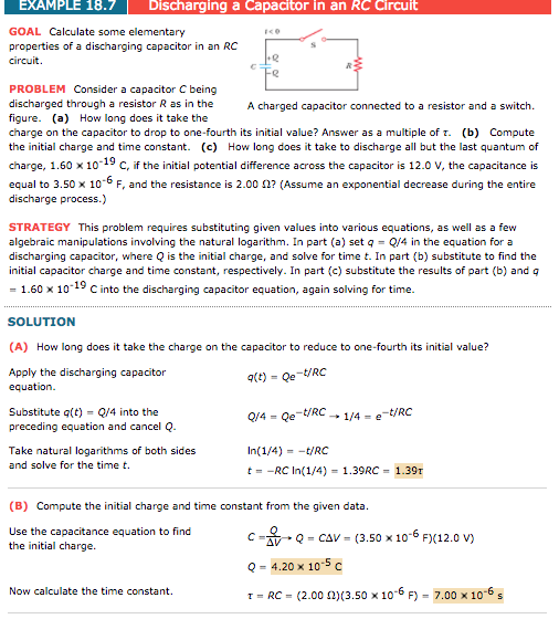 Solved EXAMPLE 18.7 Discharging a Capacitor in an RC Circuit | Chegg.com