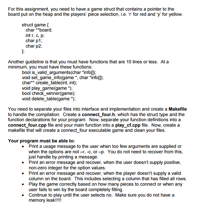 Solved Programming in C++ game of connect four Problem | Chegg.com