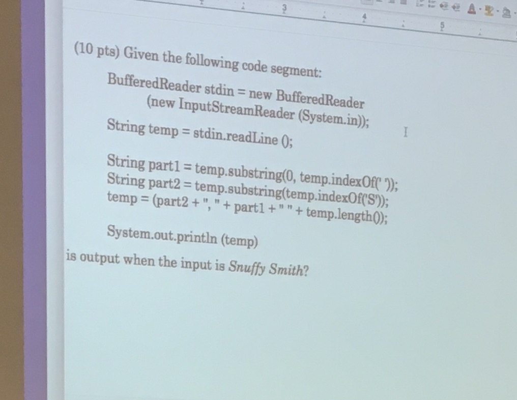 Solved Given the following code segment: Buffered Reader | Chegg.com