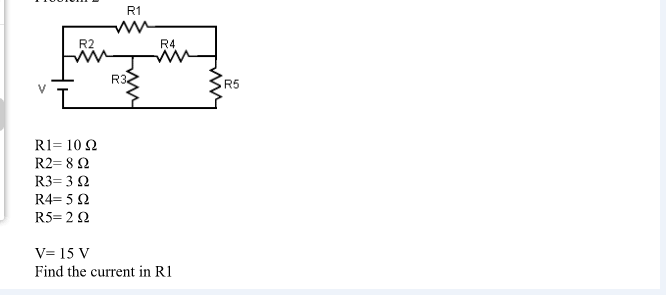 Solved R1 = 10 Ohm R2 = 8 Ohm R3 = 3 Ohm R4 = 5 Ohm R5 | Chegg.com