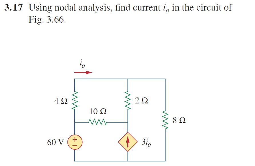 Solved 3.17 Using nodal analysis, find current io in the | Chegg.com Solved 3.17 Using nodal analysis, find current io in the | Chegg.com