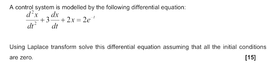 Solved A control system is modelled by the following | Chegg.com
