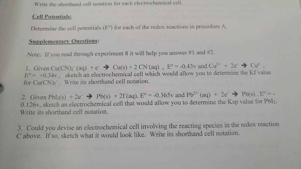 Solved Write the shorthand cell notation for each | Chegg.com