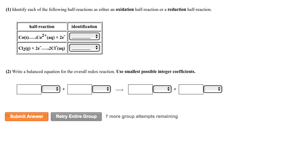 Solved 1 Identify Each Of The Following Half Reactions As