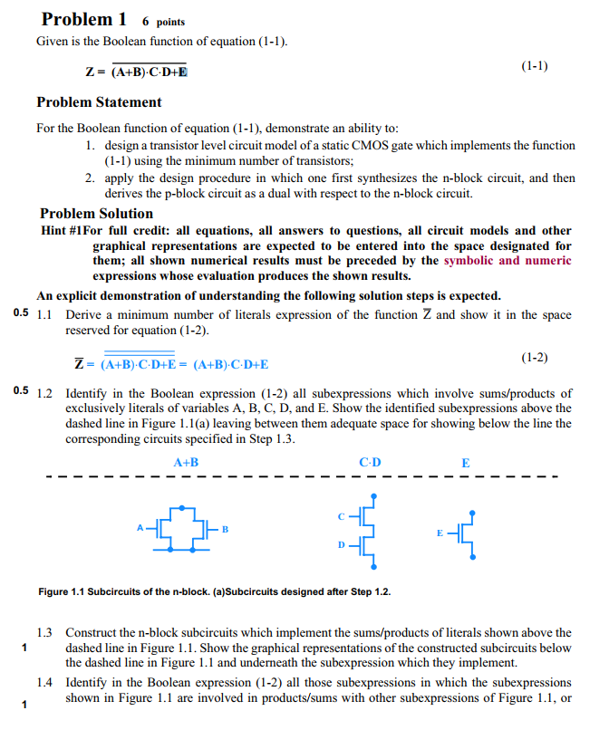 Solved Problem 1 6 points Given is the Boolean function of | Chegg.com