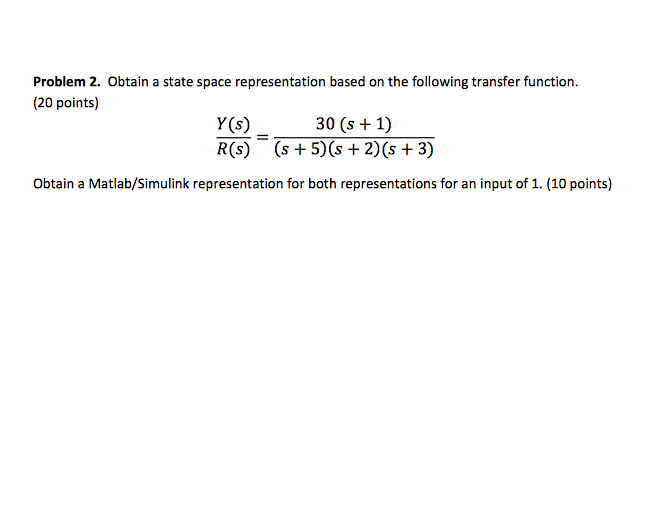 Solved Obtain A State Space Representation Based On The