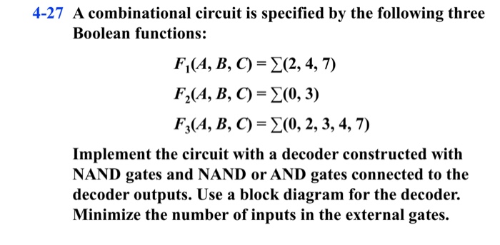 Solved A combinational circuit is specified by the following | Chegg.com