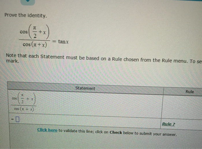 Solved Prove the identity. COS(pie/2+x)/COS(pie+x) Note | Chegg.com